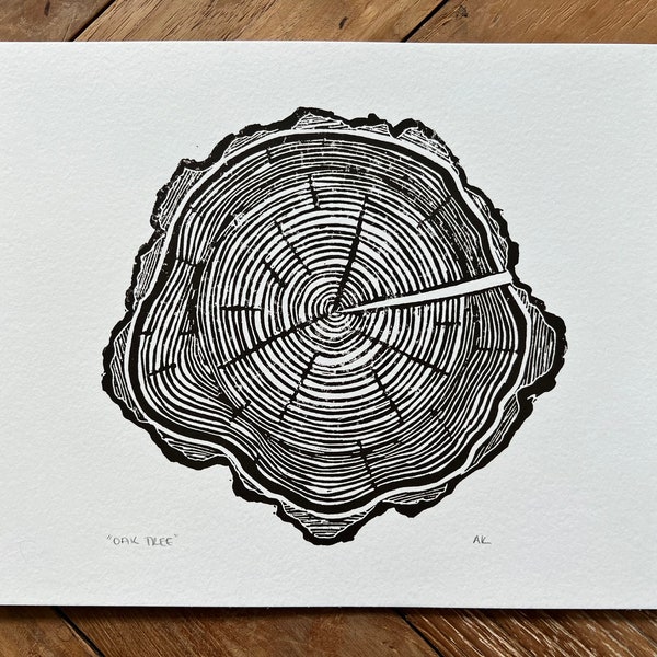 Linocut Print Tree - Etsy