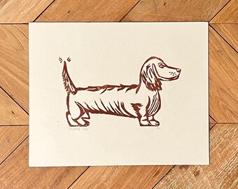 Linocut Print Dog - Etsy
