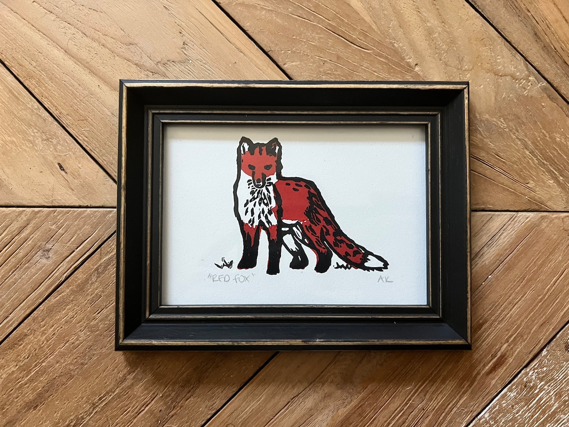 Red Fox Linocut Print - Etsy