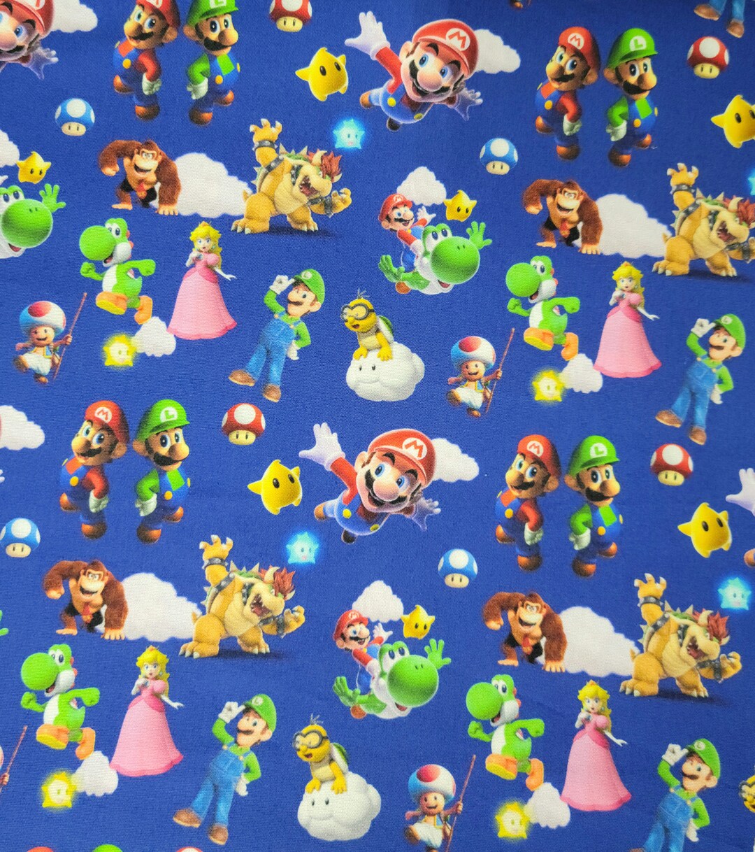 58" Width Super Mario Toss 100% Cotton Woven Fabric Yard, 1/2 Yard, Fat ...