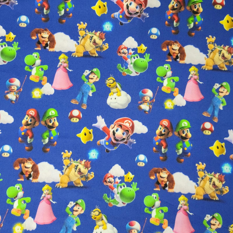 Super Mario Fabric by the Yard - Etsy