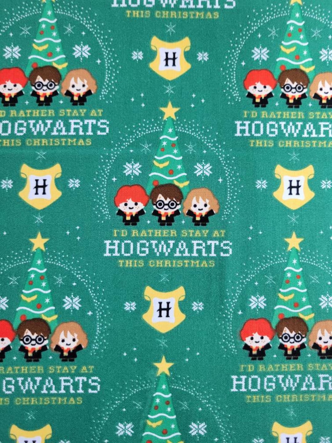 Harry Potter Hogwarts Holiday 100% Cotton Fabric Yard, 1/2 Yard, or Fat ...