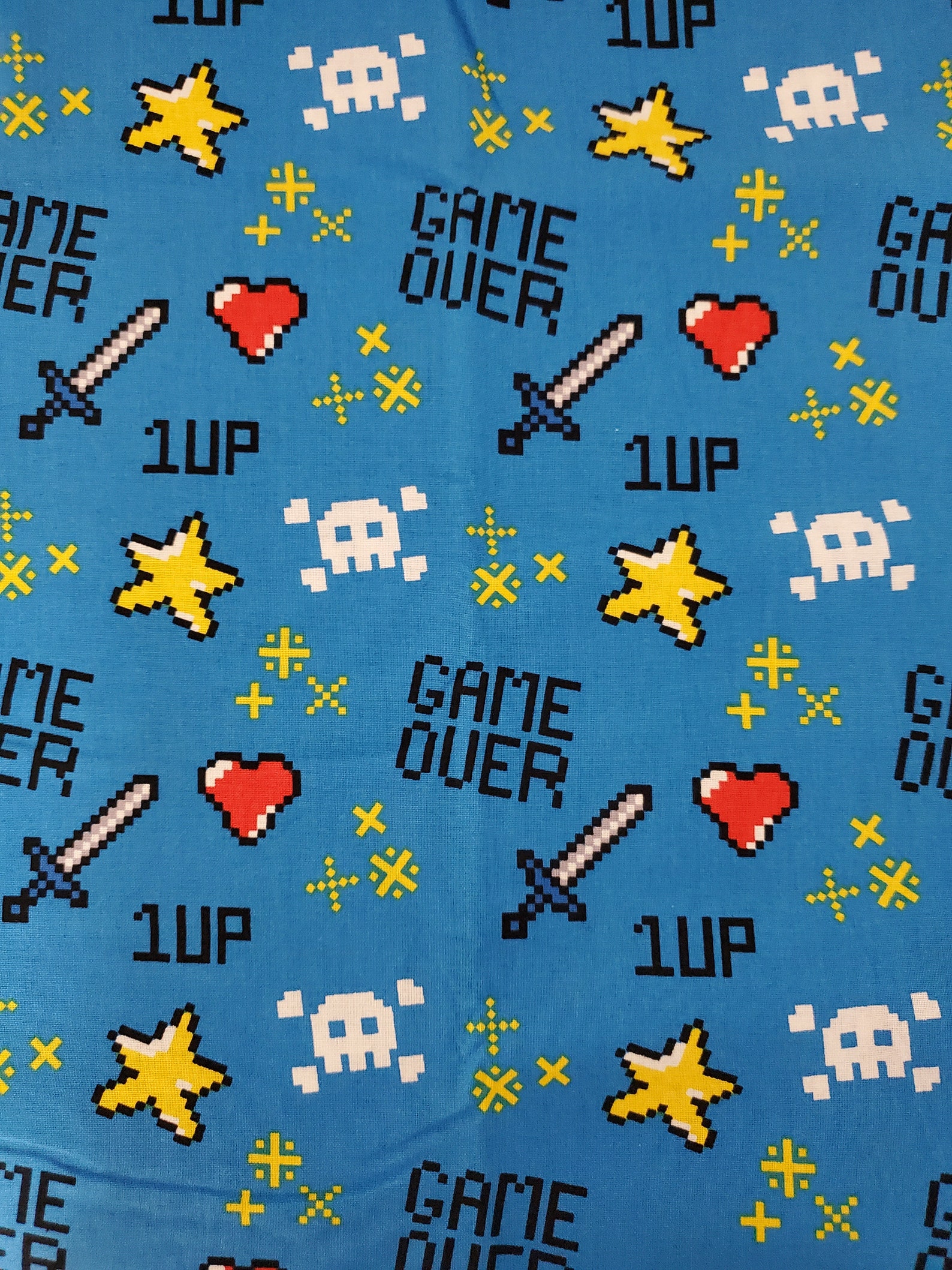 Novelty Gamer Fabric Game Over 100% Cotton Fabric yard 1/2 - Etsy.de
