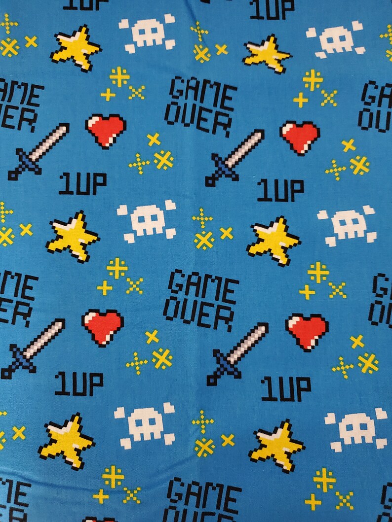 Novelty Gamer Fabric Game Over 100% Cotton Fabric Yard 1/2 - Etsy
