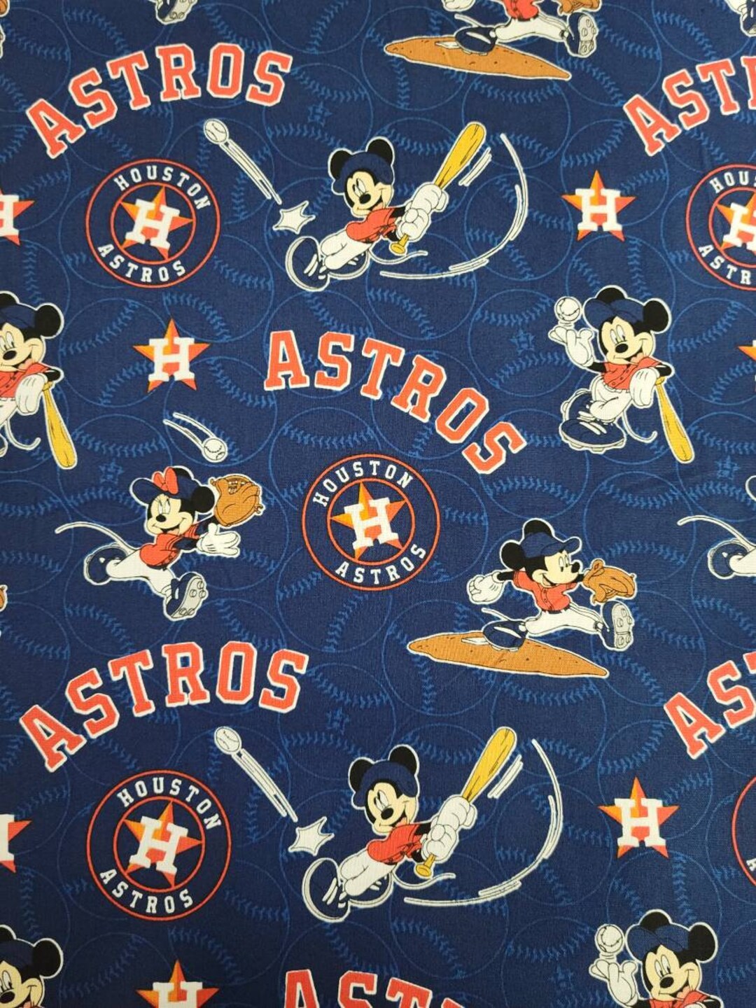 Disney Mickey Mouse Houston Astros 100% Cotton Fabric Yard, 1/2 Yard ...