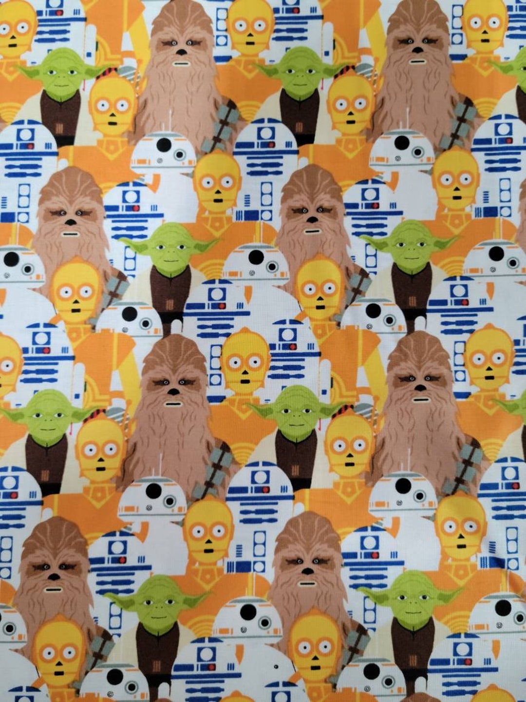 Star Wars Portrait Stacked 100% Cotton Fabric Yard, 1/2 Yard, or Fat Quarter, Yoda, C3po, R2D2 ...