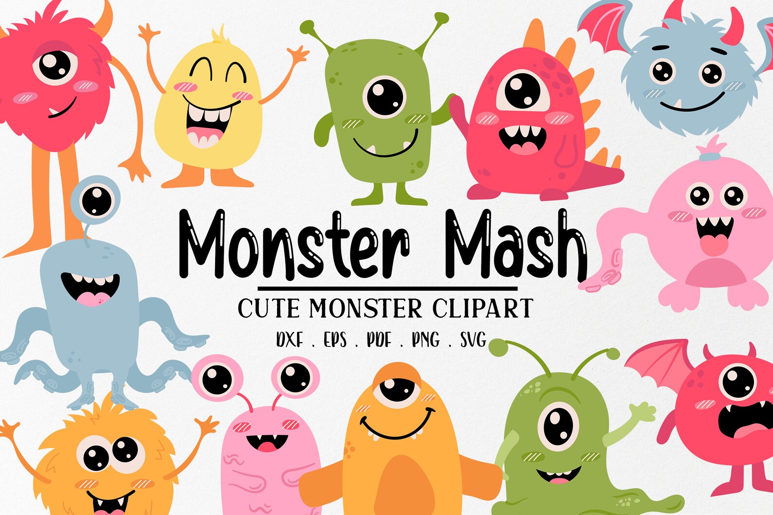 Cute Pastel Monsters Svg | Cute Halloween Svg Clipart | Colorful ...