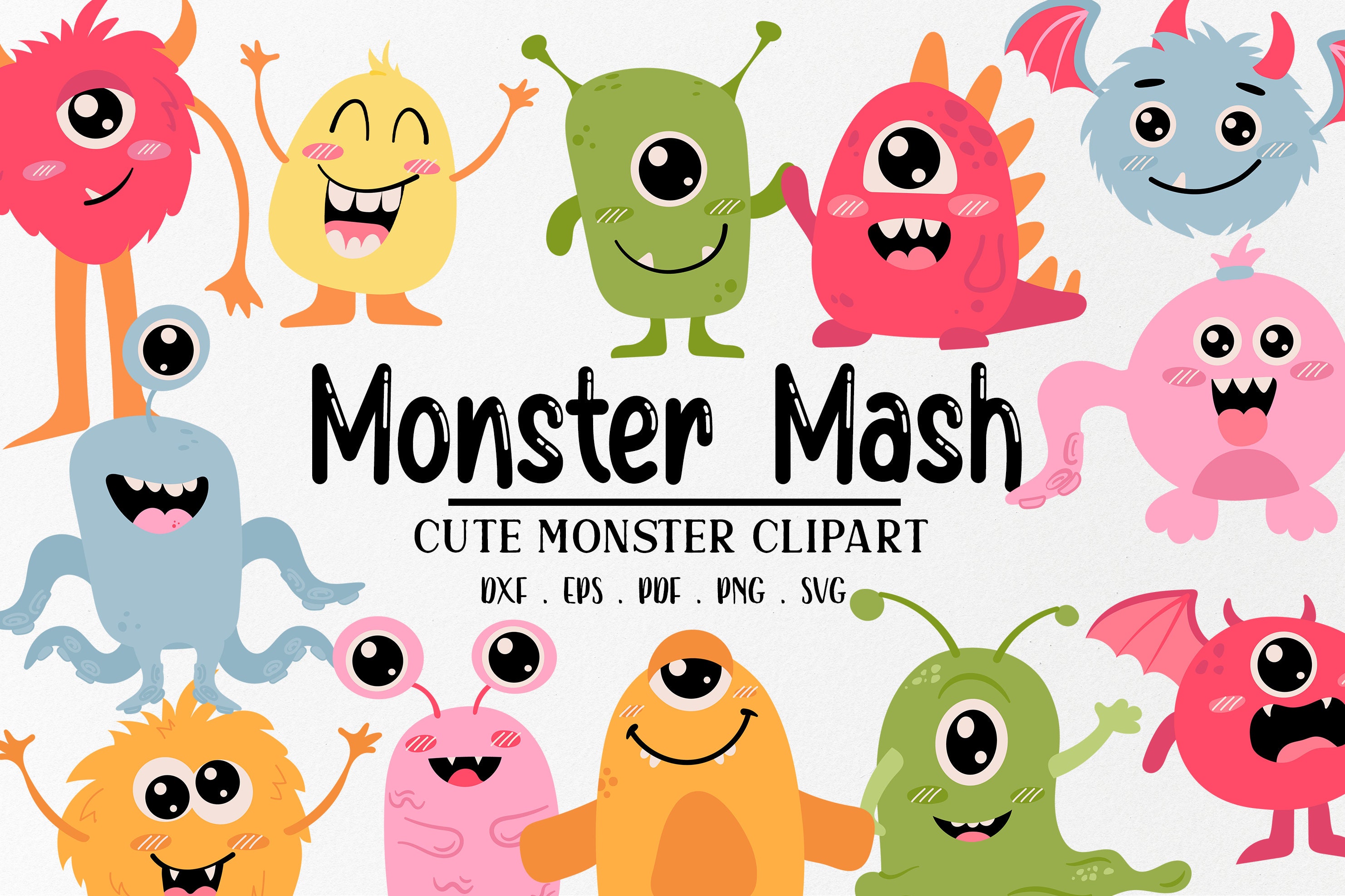 Cute Pastel Monsters Svg | Cute Halloween Svg Clipart | Colorful ...