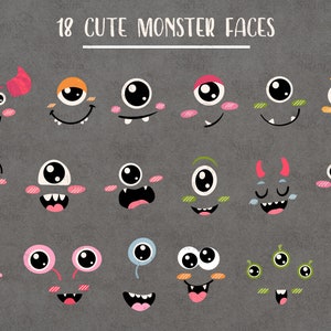 Cute Halloween Monster Faces Clipart Svg | Cute Halloween Svg | Face ...