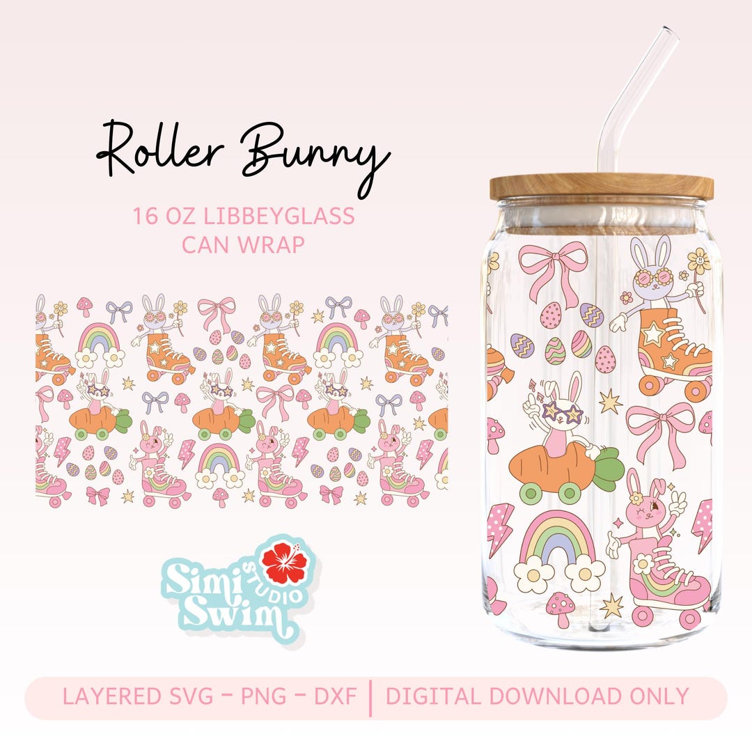Roller Bunny Tumbler Wrap: Groovy Easter Design (digital Download) - Etsy