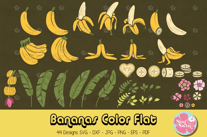 Banana Color Flat Svg Fruit Svg Clipart Summer Svg Food Clipart ...