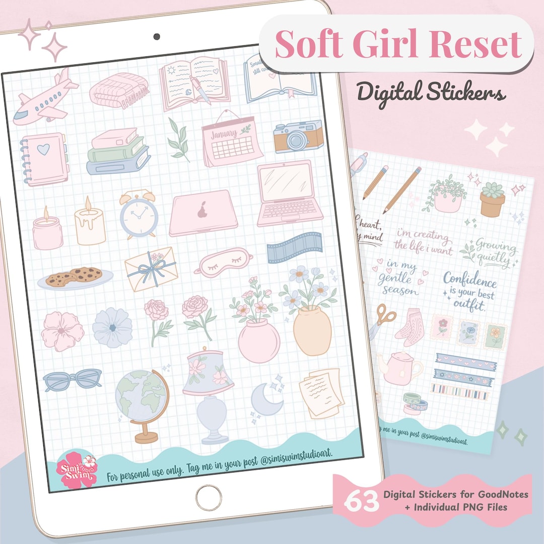 Soft Girl Pastel Stickers | Goodnotes Planner, Journaling (digital ...