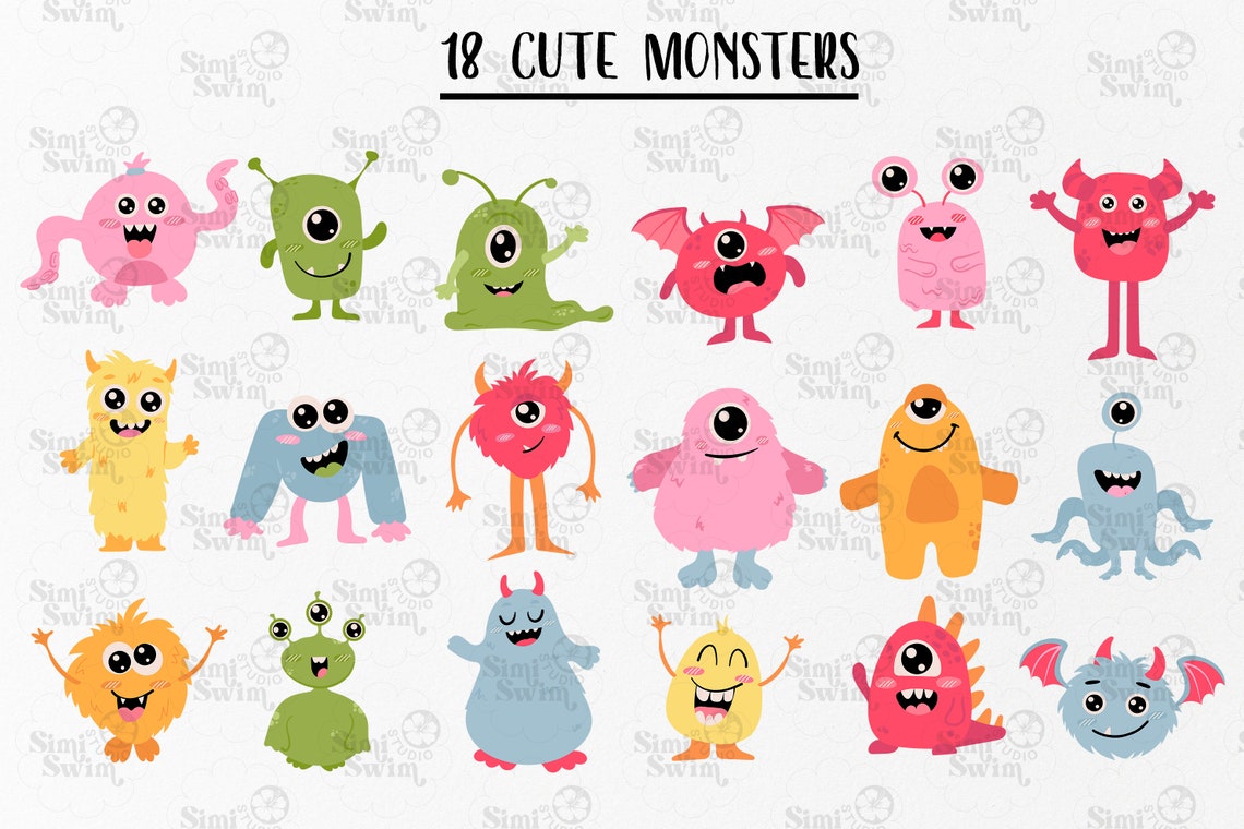 Cute Pastel Monsters Svg | Cute Halloween Svg Clipart | Colorful ...