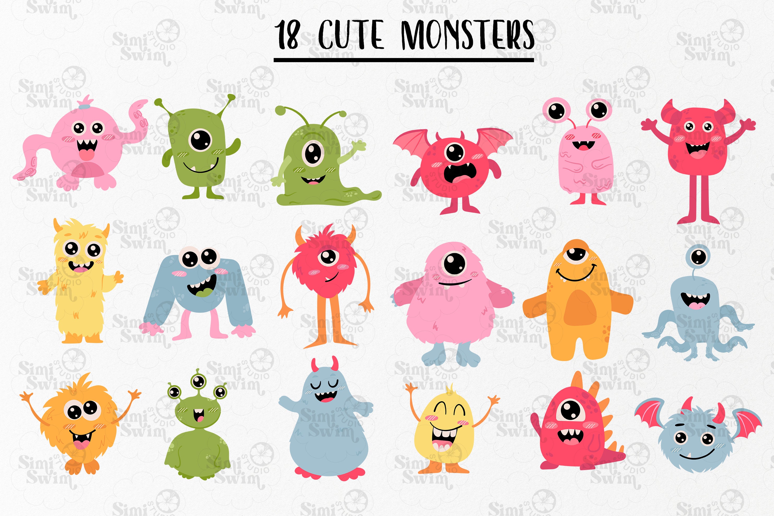 Cute Pastel Monsters Svg | Cute Halloween Svg Clipart | Colorful ...
