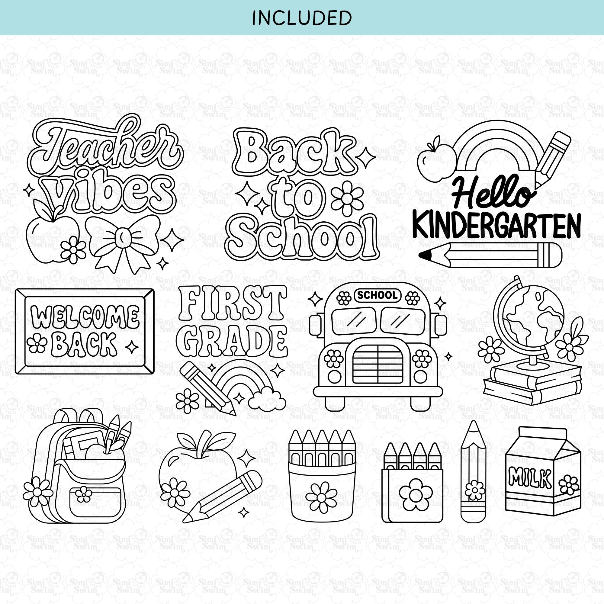 Groovy Back to School Clipart Bundle: Retro Teacher Doodles (SVG, PNG ...