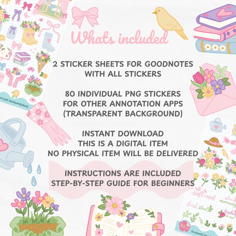 Soft Spring Reset Digital Stickers | Pastel Journal Planner PNG ...