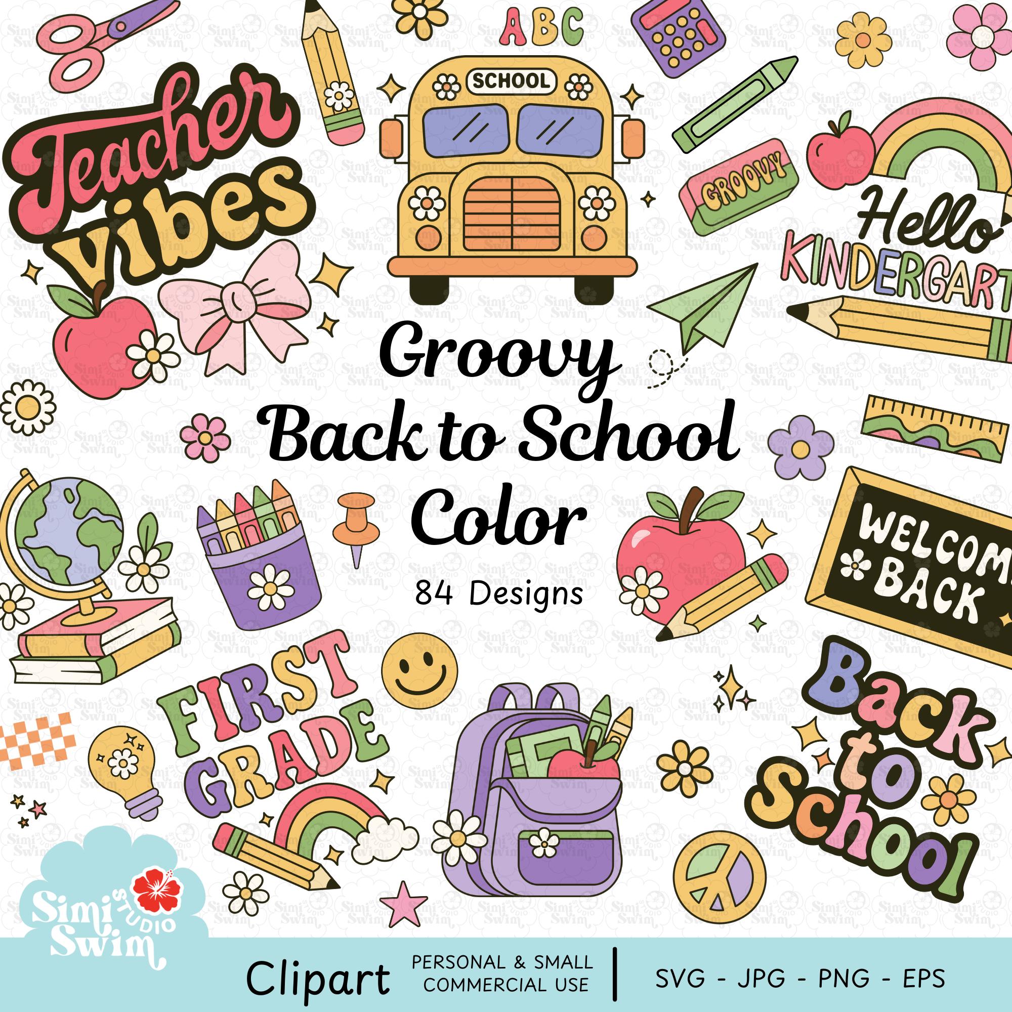 Retro Back to School Clipart Bundle: Groovy Teacher SVG, PNG, EPS - Etsy