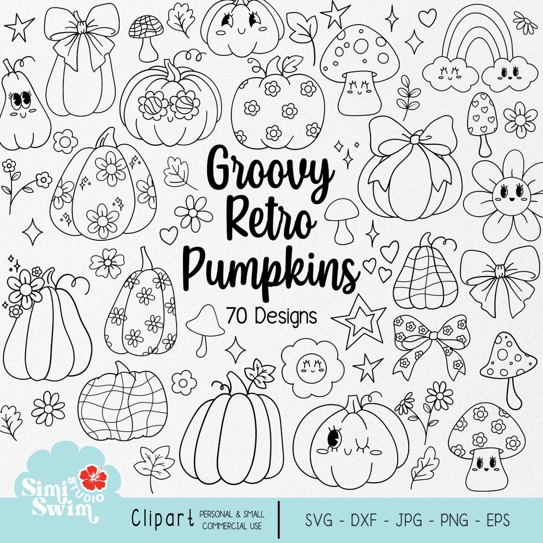 Groovy Retro Pumpkins Svg | Fall Svg Clipart | Thanksgiving Svg ...