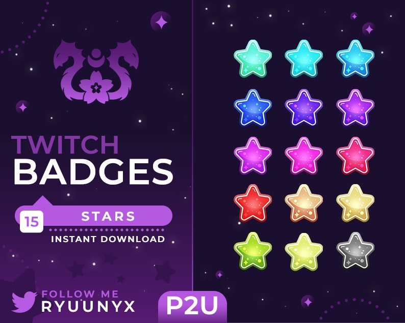 Stars Twitch Badges Sub & Bits / Vtuber Vstreamer / Overlay Stream ...