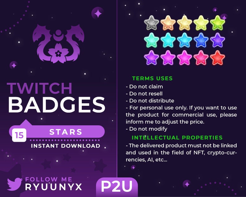 Stars Twitch Badges Sub & Bits / Vtuber Vstreamer / Overlay Stream ...