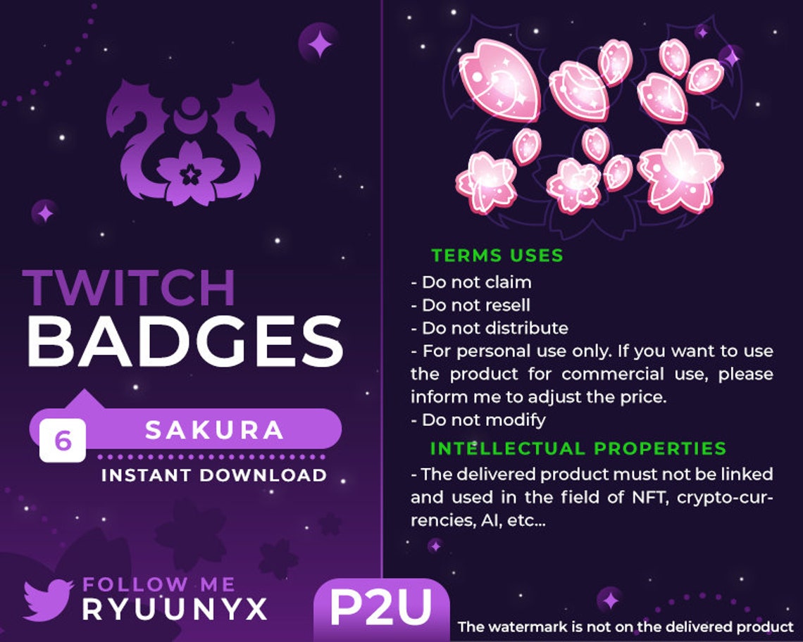 Cherry Blossom Pink Twitch Badges Sub & Bits / Vtuber Vstreamer ...
