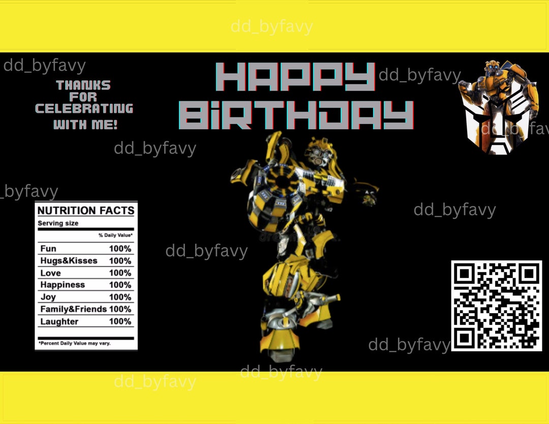 Bumblebee Transformers Birthday Chip Bag DIGITAL COPY - Etsy
