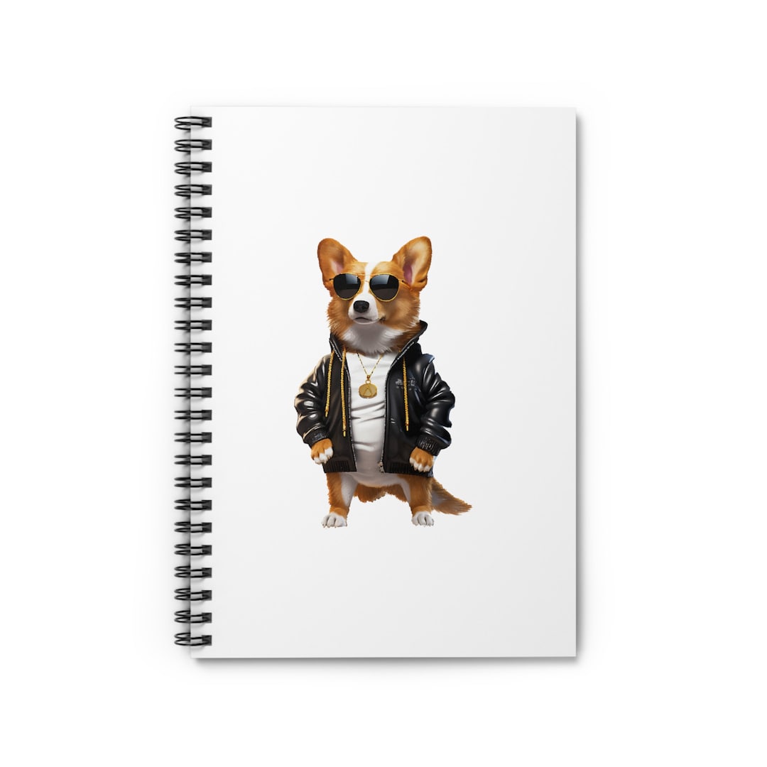 Welsh Corgi Rapper / Hip Hop - Spiral Notebook / Journal - Rule Line ...