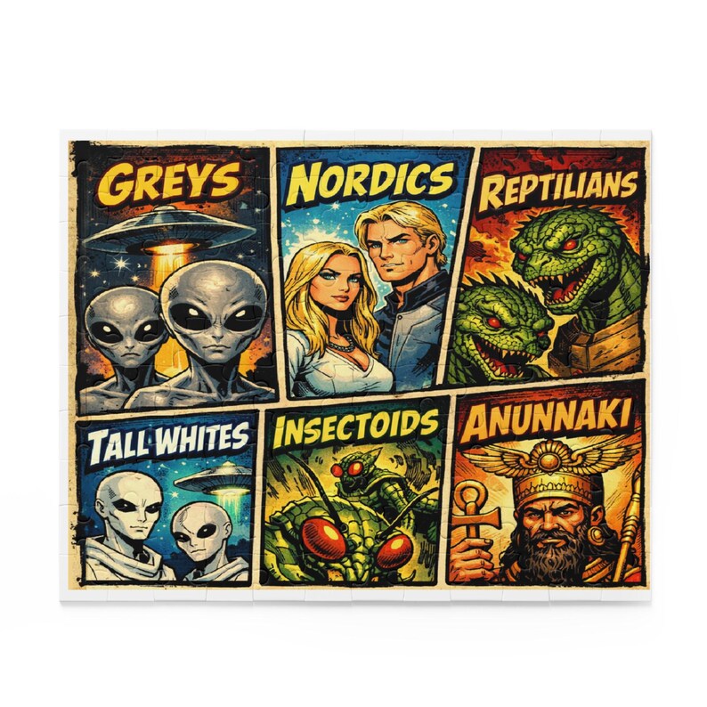 Alien Races / Types Jigsaw Puzzle (comic Book Style) -| 120, 252 or 500 ...