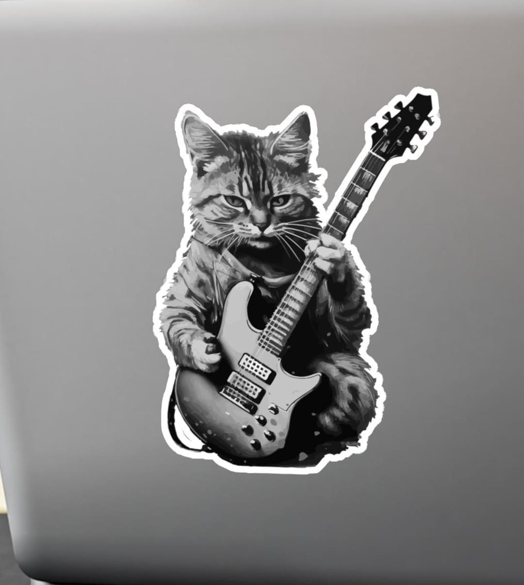 Grouchy Cat Playing Electric Guitar Vinyl Sticker / Decal - 6 Sizes ...