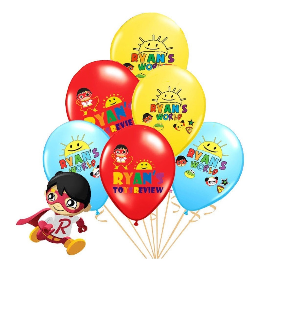 Ryans World Balloons Multi Coloured Latex Balloons 6-12pcs - Etsy