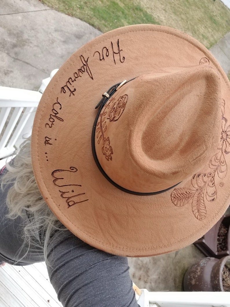 Wide Brim Wood Burned (pyrographic) Hat - Etsy