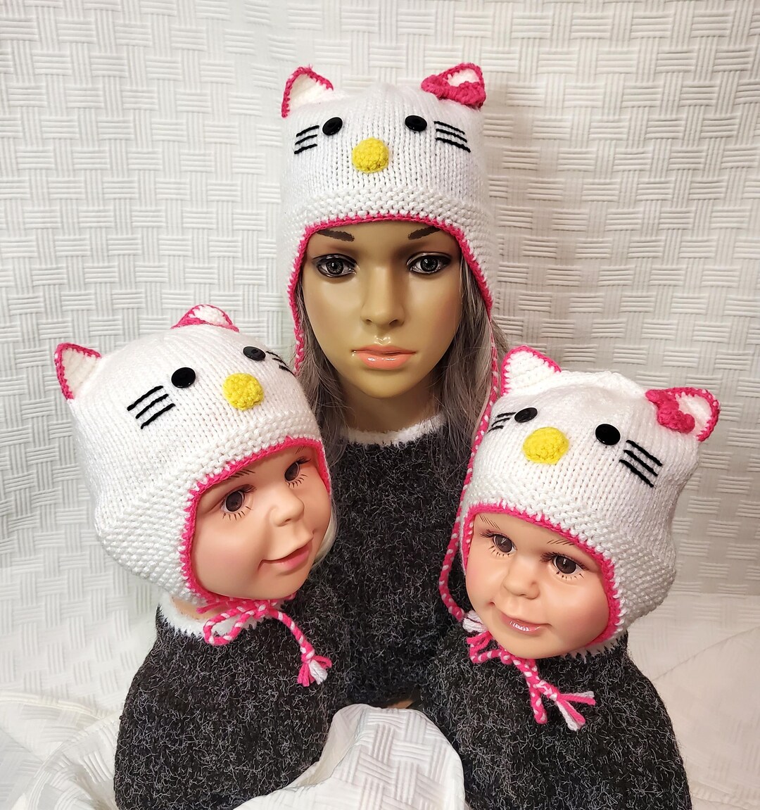 Hello Kitty Quality Handknitted Hats. - Etsy