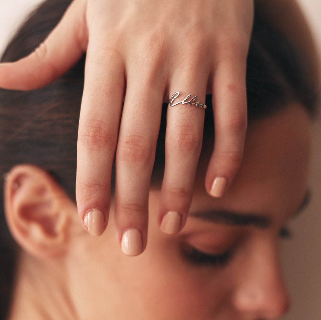 Custom Handwritten Name Ring, Personalized Gift, Gold Name Jewelry ...