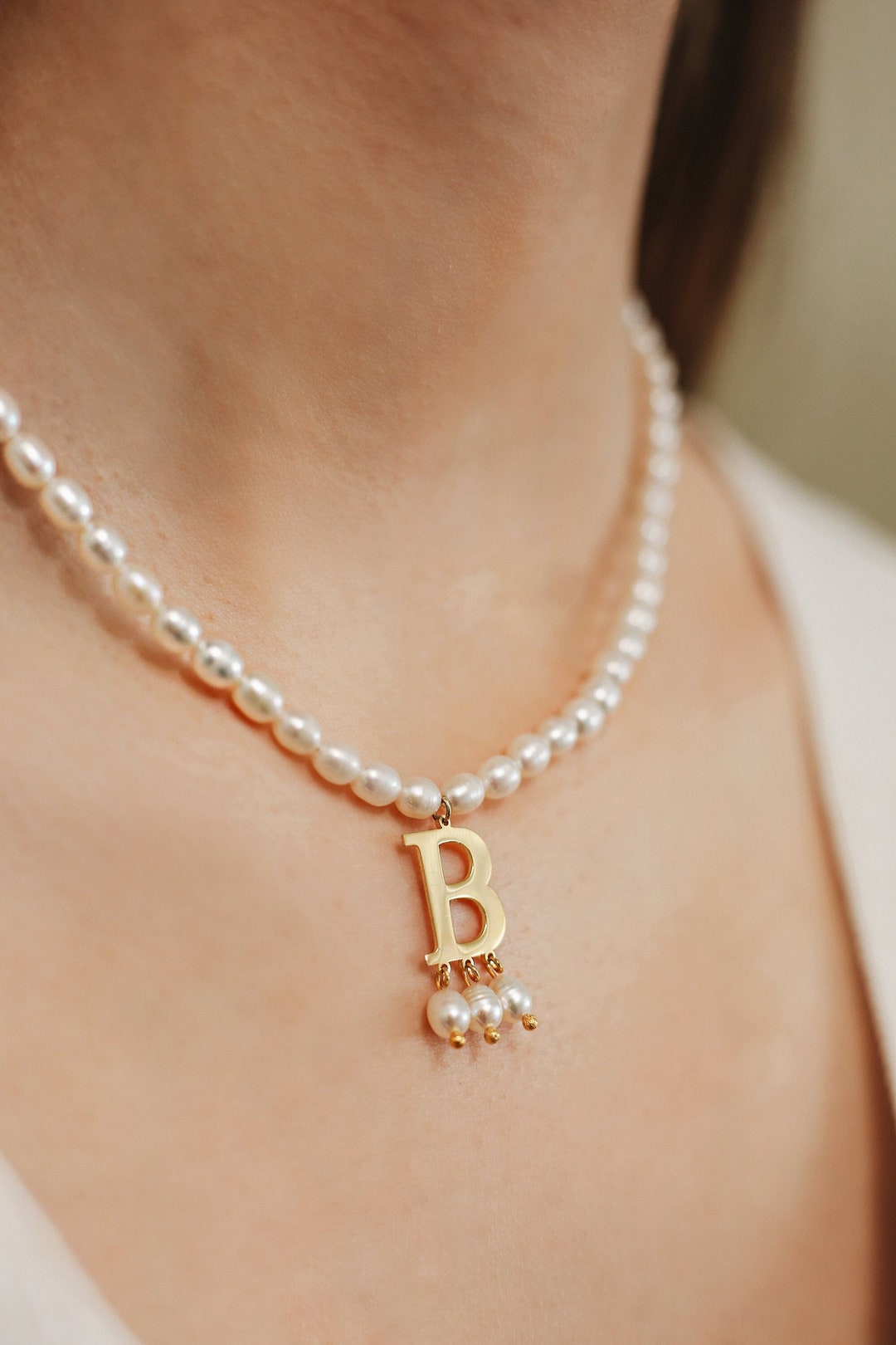 Pearl Initial Necklace Anne Boleyn Necklace Tudor Medieval - Etsy Canada