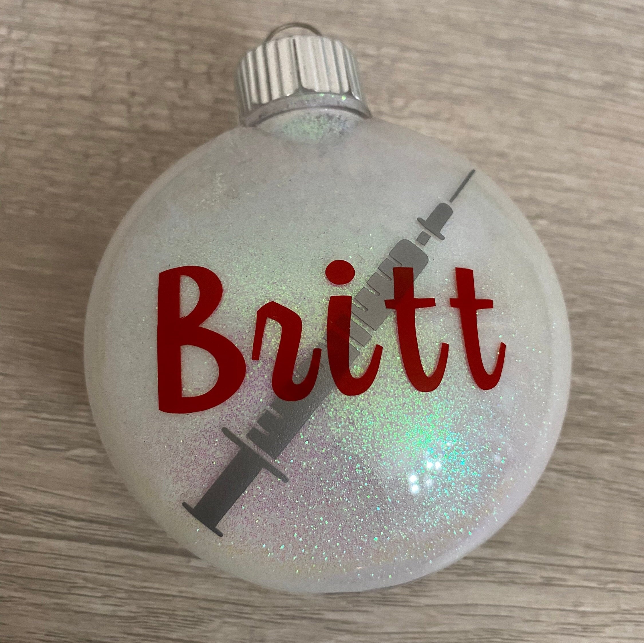 Custom Needle Syringe Medical Glitter Ornament W/ Name, Perfect for ...