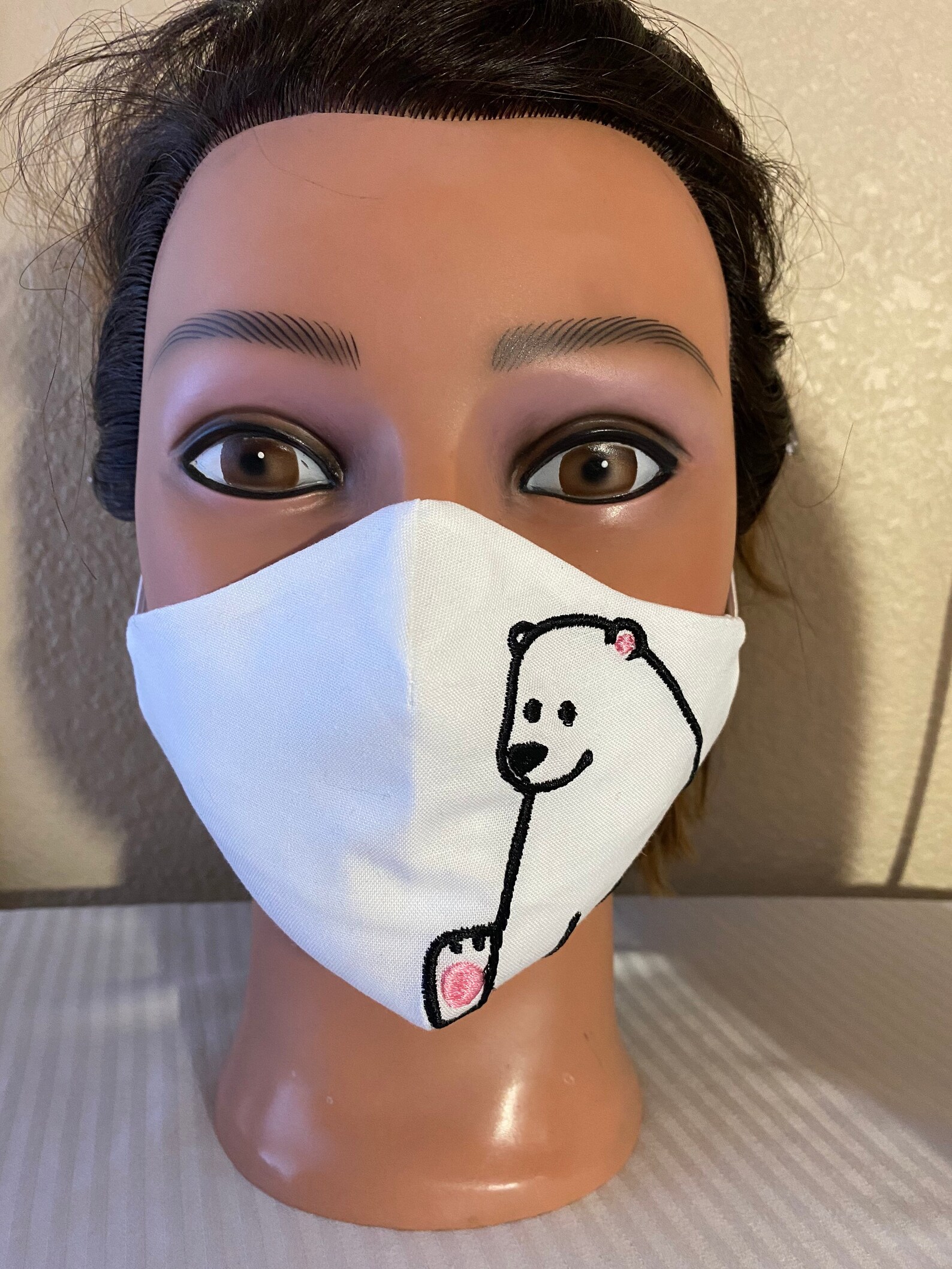 Polar Bear Embroidered Face Mask - Etsy