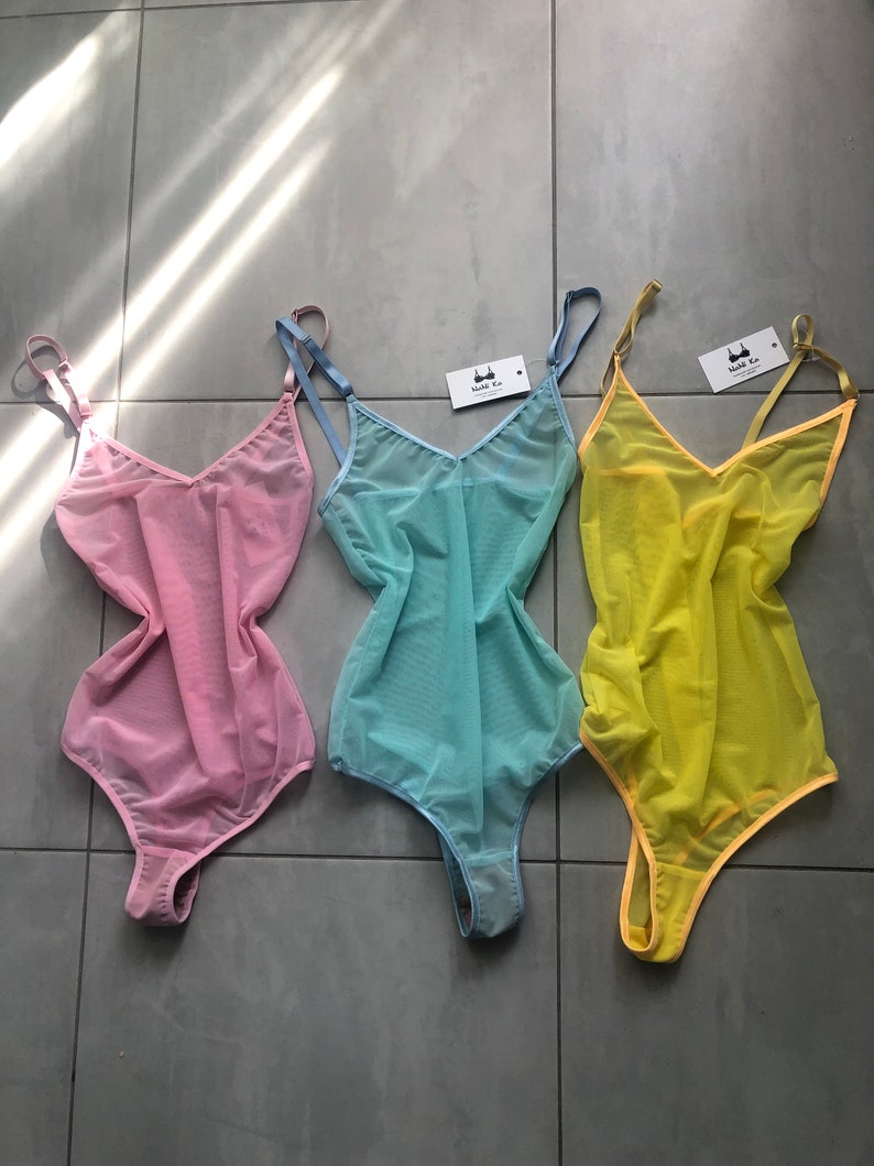 Body rosa transparente LARA / Lencería súper caliente con medias por ...