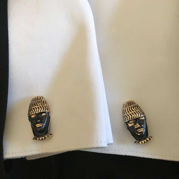 Vintage Cufflinks, by Swank Rare Tribal Bust, Traditi… - Gem