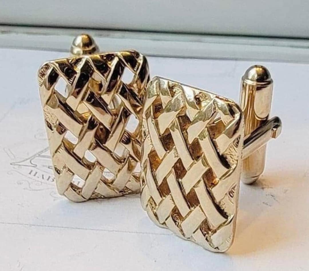 Vintage Cufflinks Classic Design, Geometric Thatched or Lattice Pattern ...