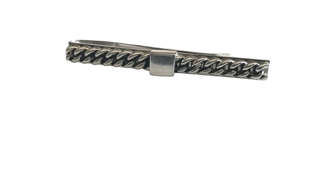 Vintage Swank Tie Bar: Silvertone Chain, Mid Century Dapper Style - Etsy