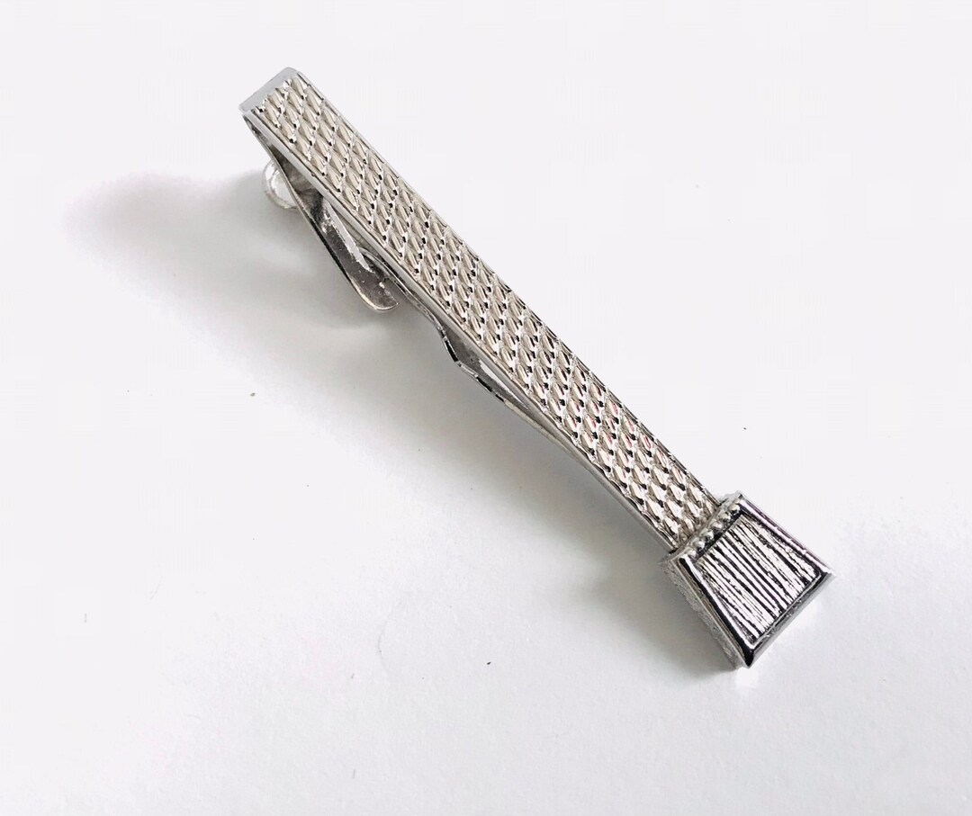 Smart Swank Vintage Tie Clip, Silvertone Herringbone Slim Tie Clip ...