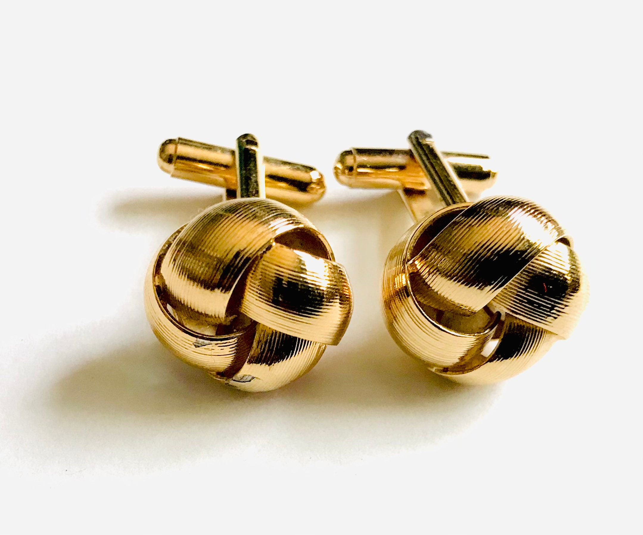Puffy Forever Knots Mid Century Cufflinks Aged Gold-tone - Etsy