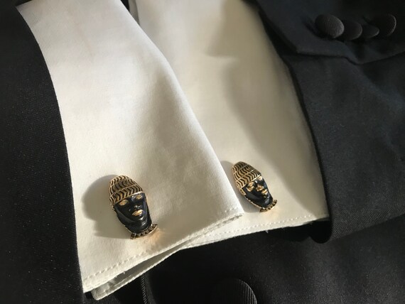 Vintage Cufflinks, by Swank Rare Tribal Bust, Traditi… - Gem