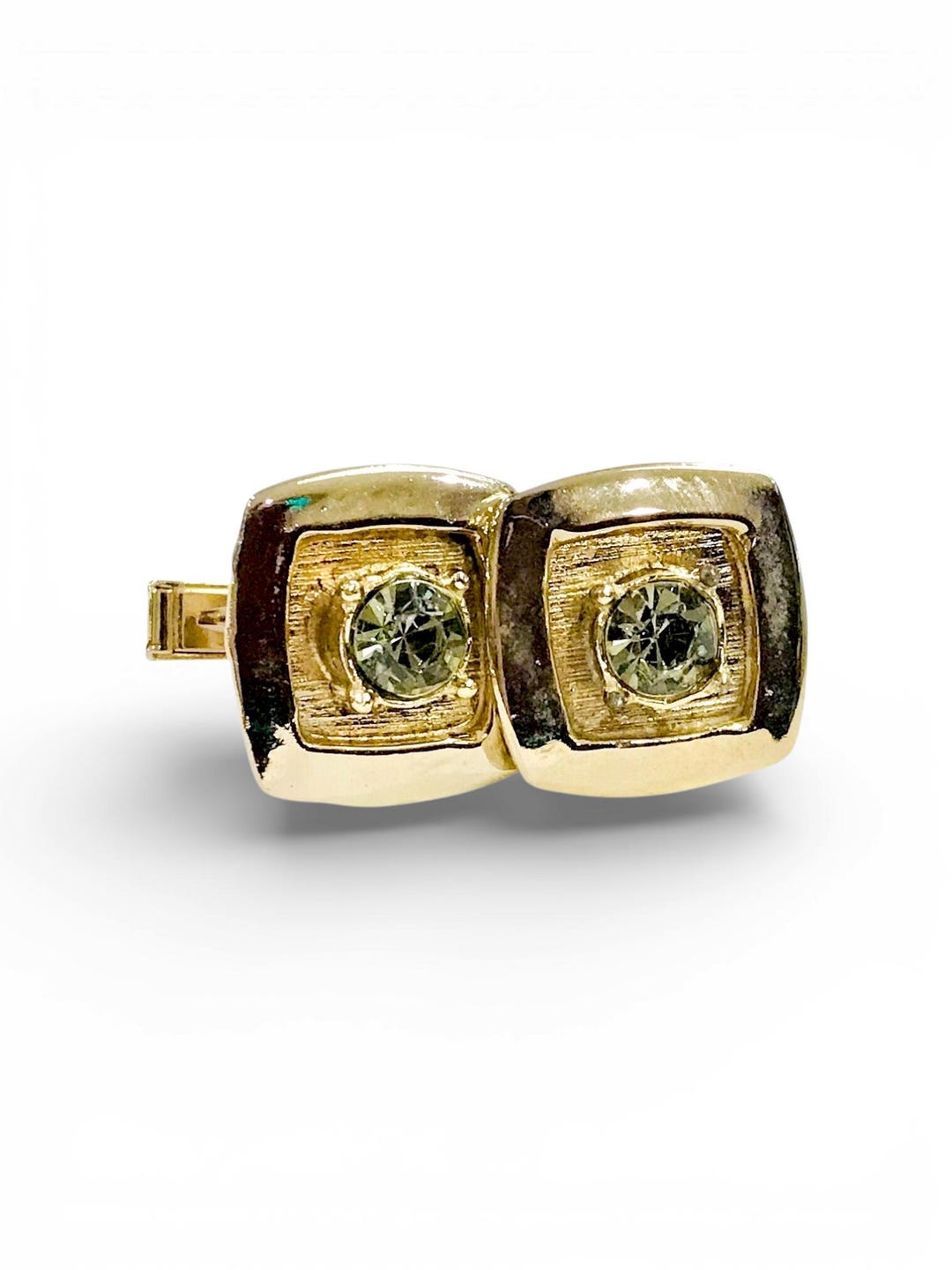 Classic Mod 1960s Retro Cuff Links, Pale Gold-tone Square, Gray Center ...