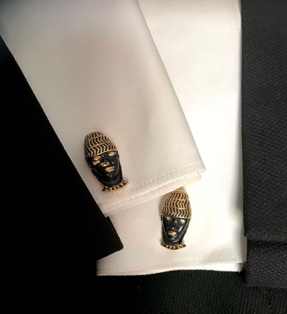 Vintage Cufflinks, by Swank Rare Tribal Bust, Traditi… - Gem