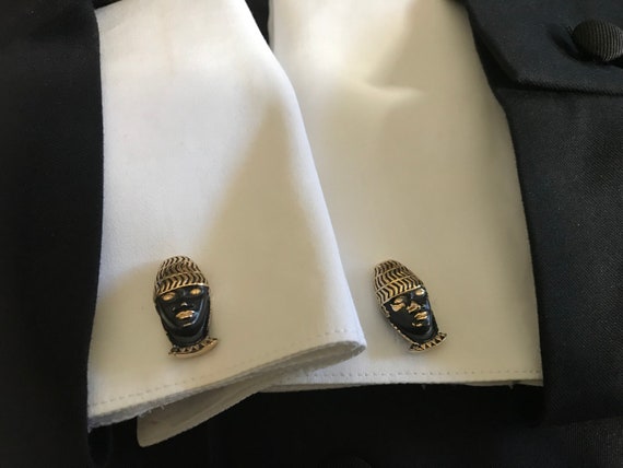 Vintage Cufflinks, by Swank Rare Tribal Bust, Traditi… - Gem
