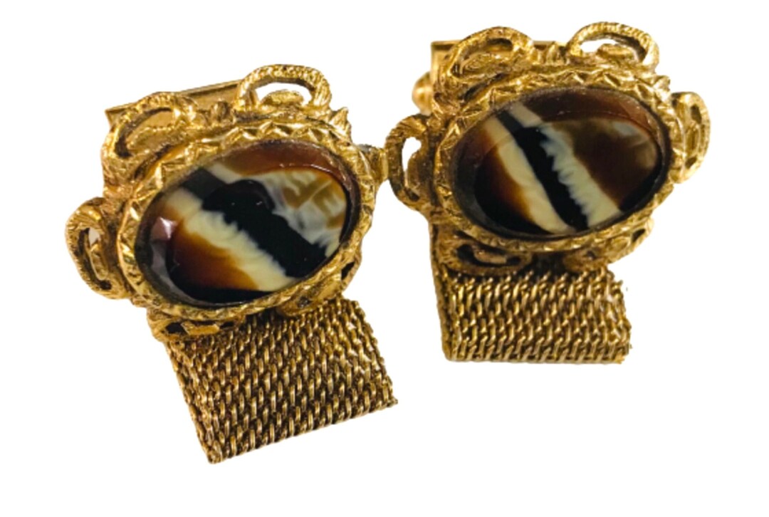 Mod 60s 70s Excutive Style Vintage Cufflinks Cuff Links Brown - Etsy