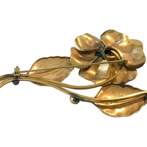 Pretty Vintage Mid Century Metal Floral Brooch Pin, Gold-tone Retro ...