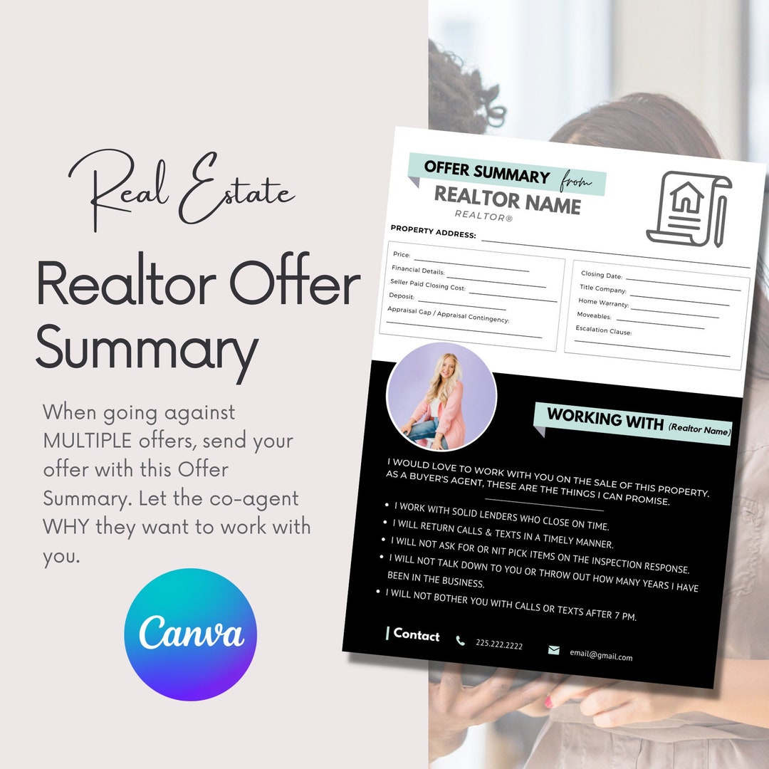 Real Estate, Offer Letter, Transaction Coordinator, Template, Canva ...