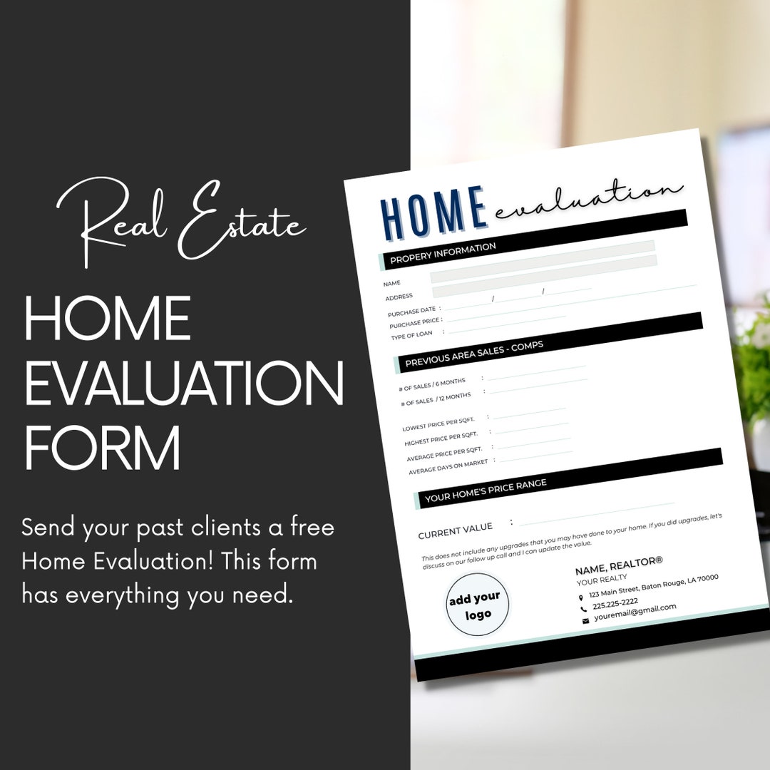 Home Evaluation Form | Real Estate | Canva | Transaction Coordinator | Realtor | Client - Etsy